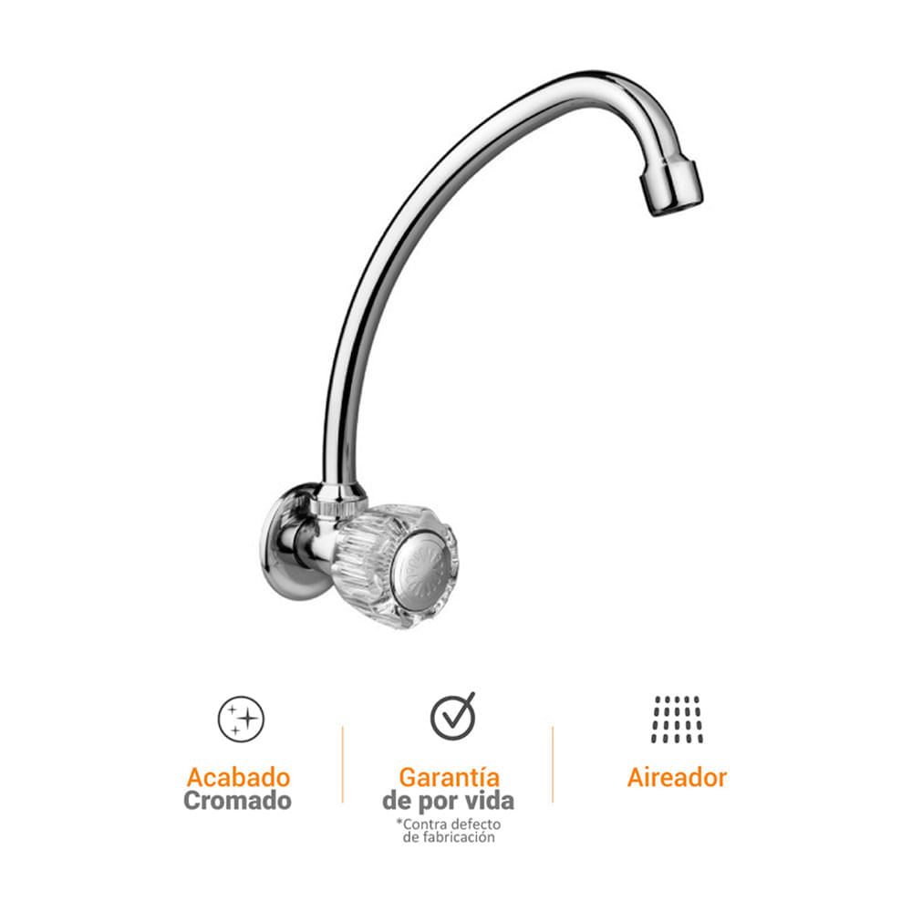 Llave lavadero pared pico giratorio Aruba